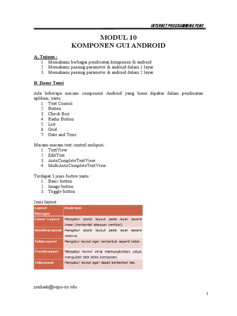 Prakt Modul 10 Android Multi Layout | PDF