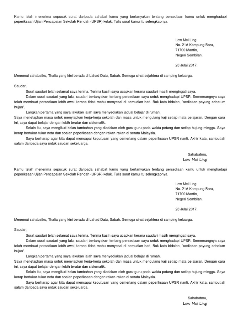 Karangan Surat Tidak Rasmi | PDF