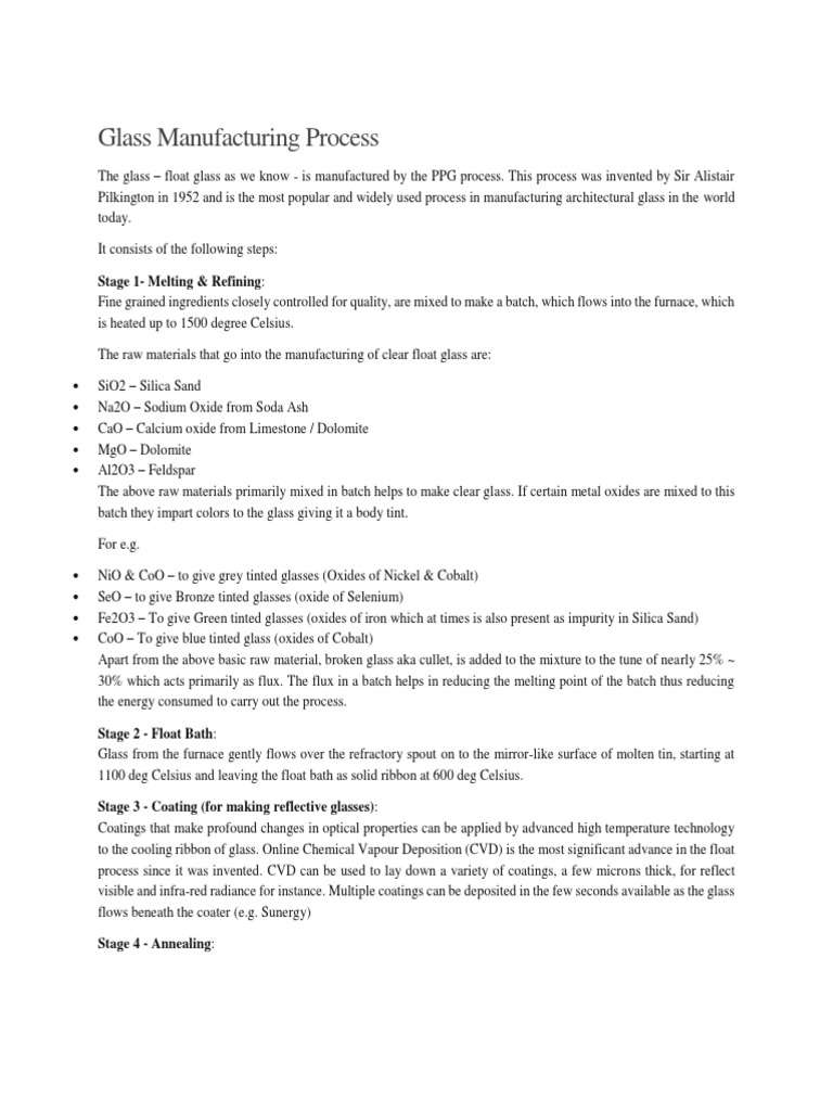 Glass Manufacturing Process Overview | PDF | Glasses | Materials