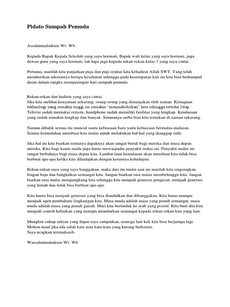 Pidato Sumpah Pemuda | PDF