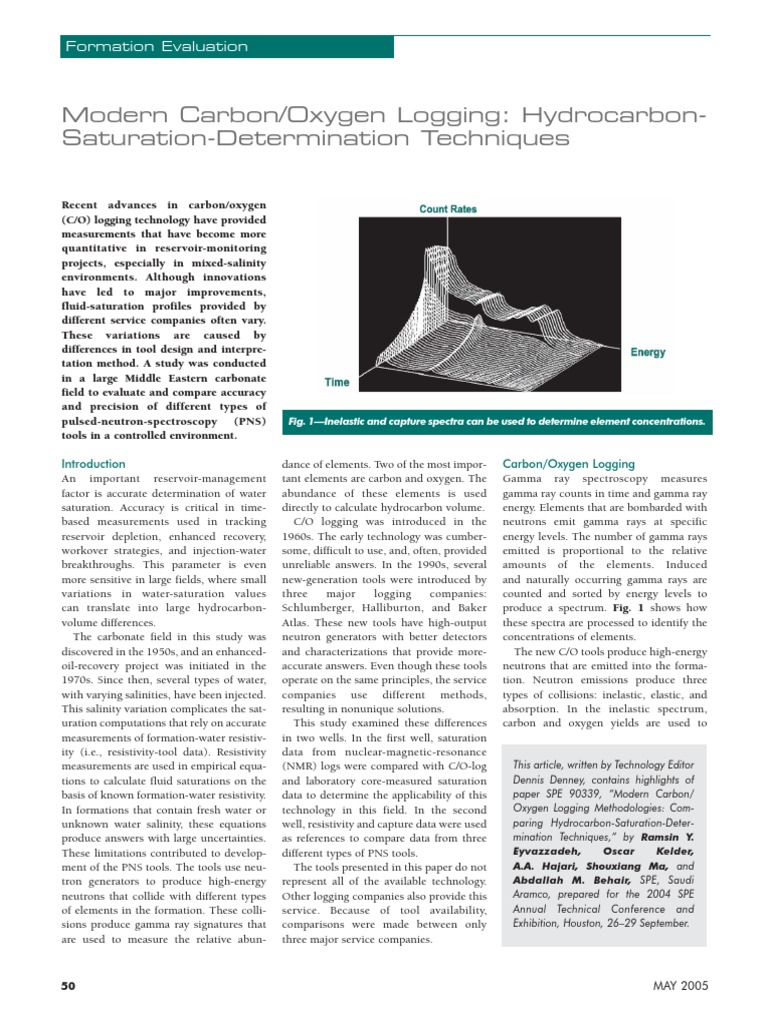 Modern Carbon/Oxygen Logging Techniques for Hydrocarbon Saturation ...