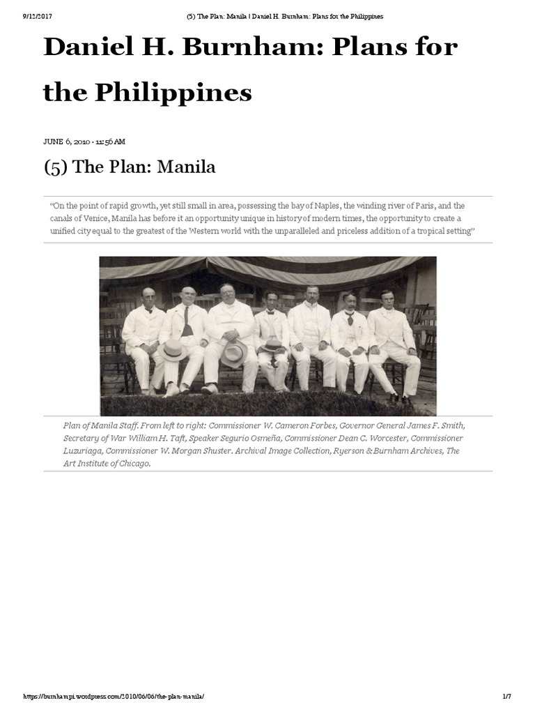 Daniel H. Burnham: Plans for the Philippines | Manila | William Howard Taft