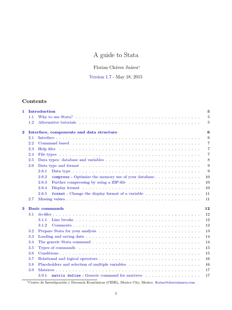 Stata Guide V1 | PDF | Data Type | Variable (Computer Science)