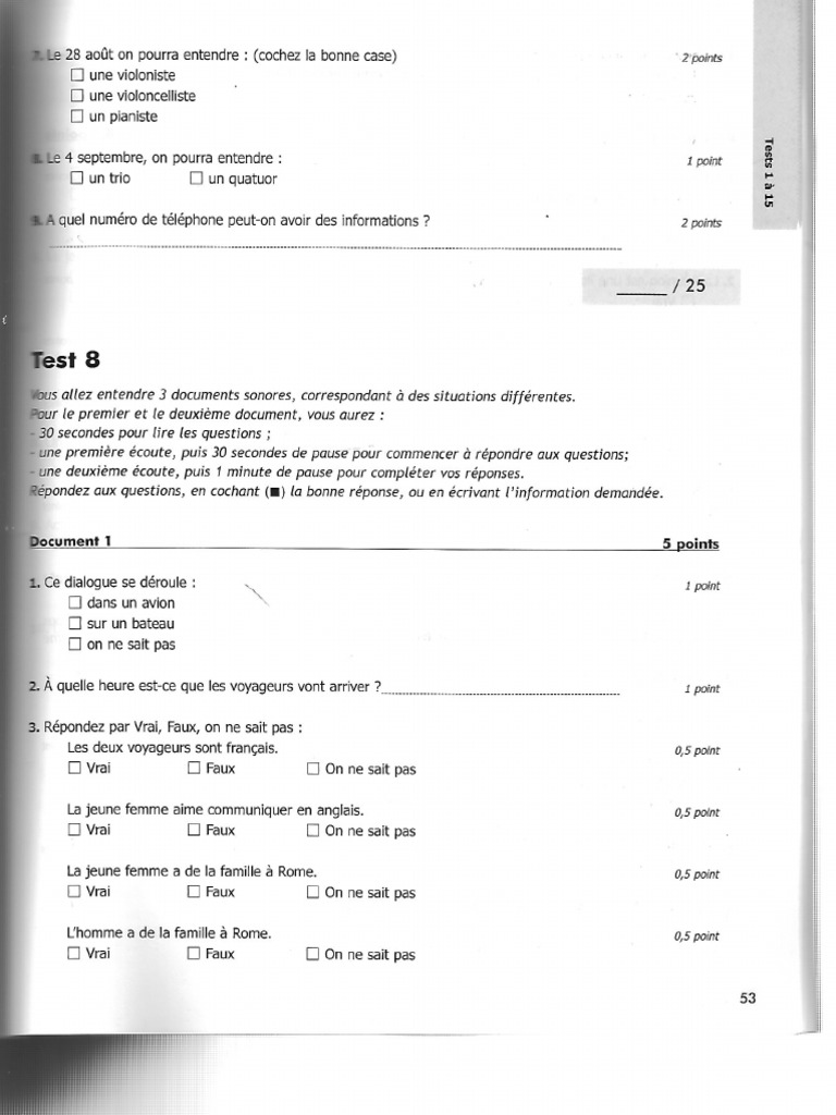 DELF B1 Test 8 - 15 Kosvoyannis | PDF