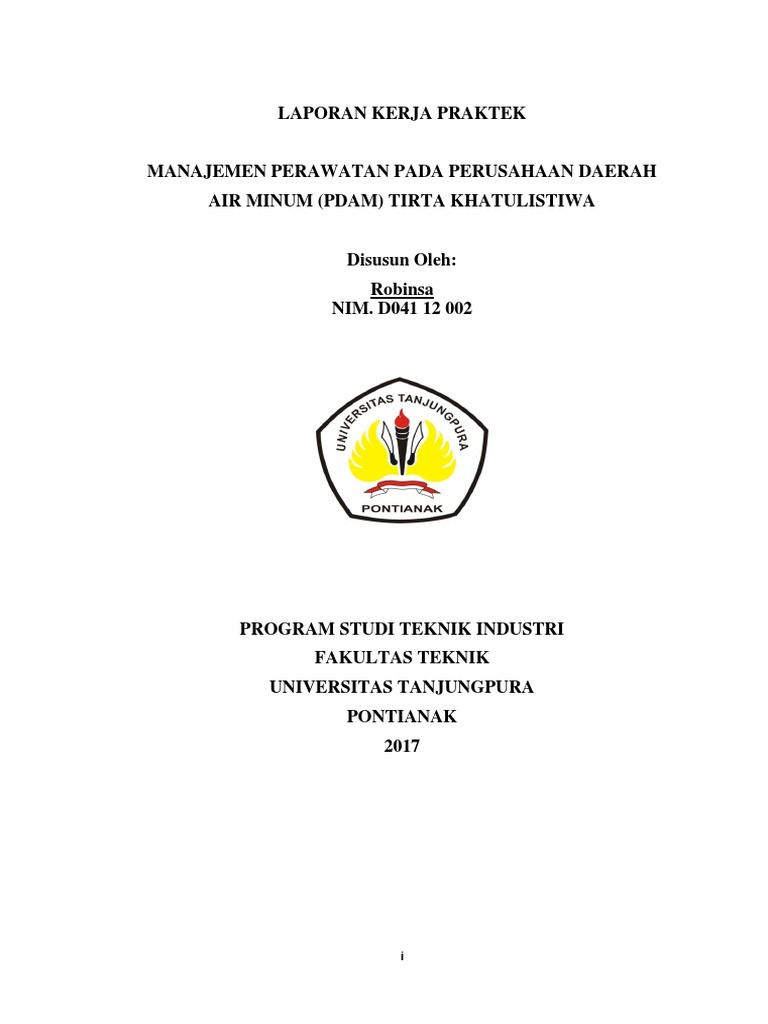 Cover Laporan Kerja Praktek PDAM | PDF