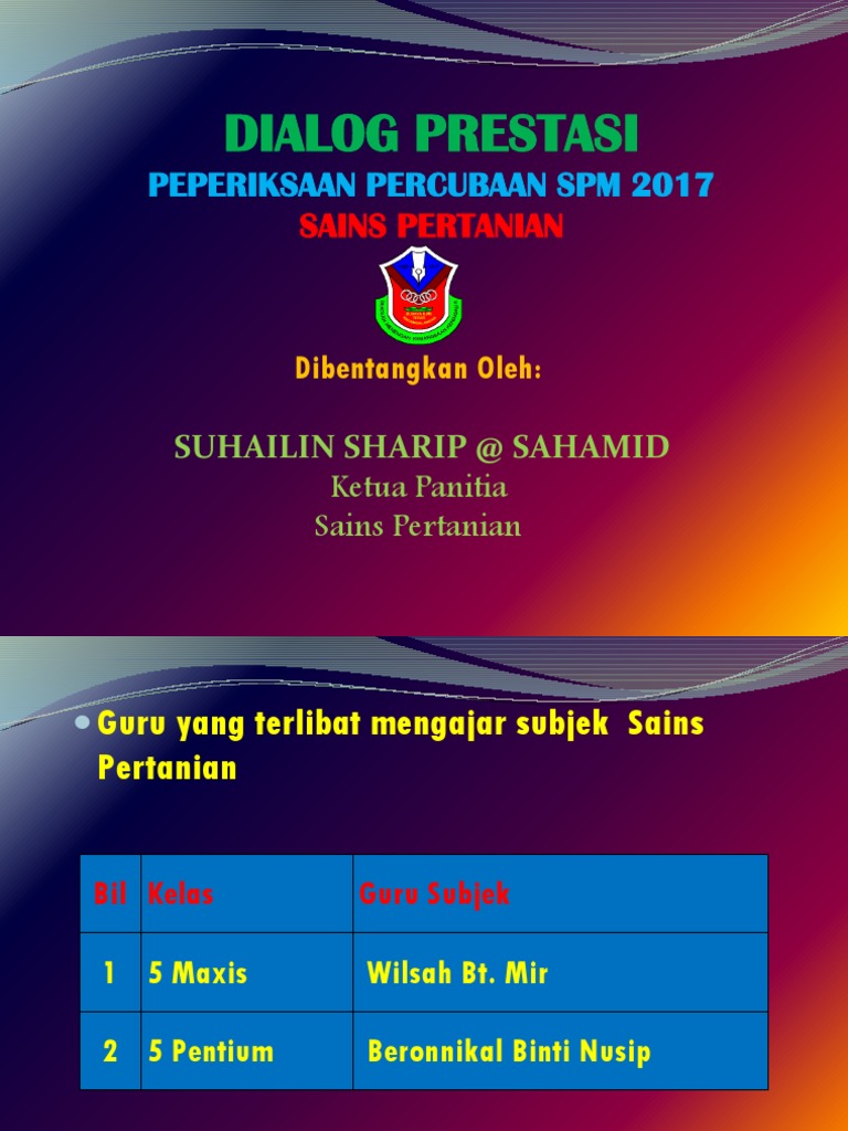Dialog Prestasi PPC SPM 2017 - Sains Pertanian | PDF
