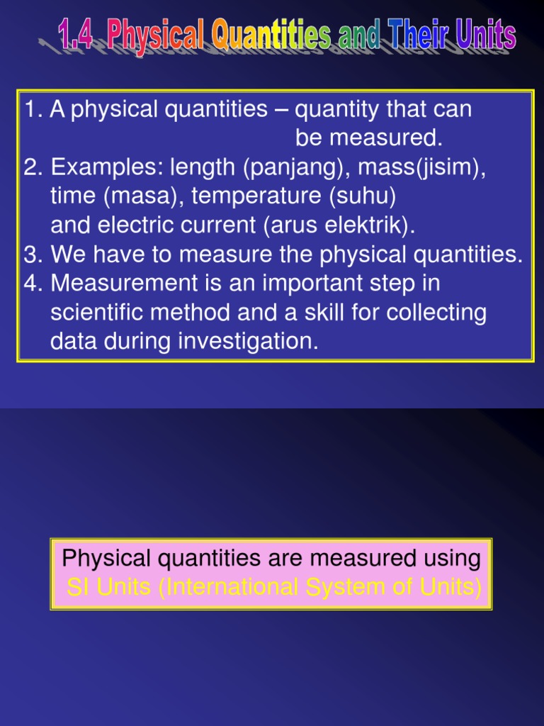1.4 Physical Quantities and Their Units | PDF | International System Of ...