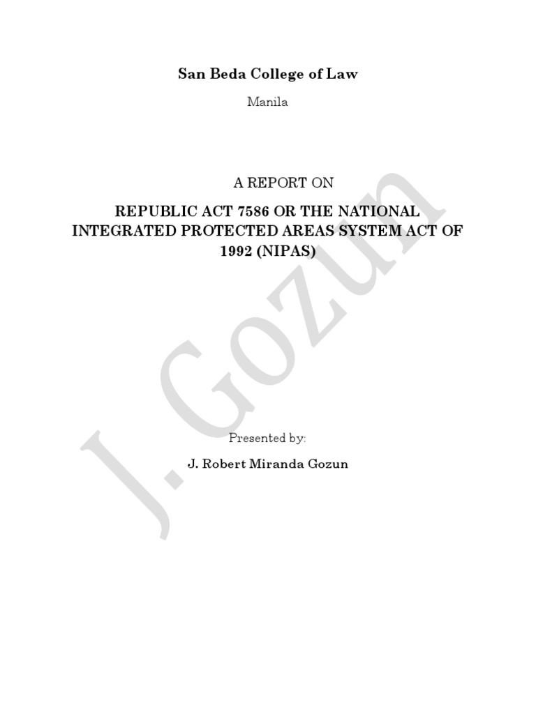 Overview of RA 7586: NIPAS Act | PDF | Environmental Impact Assessment ...