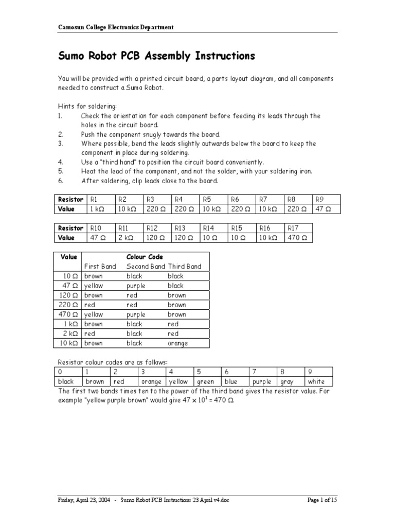 Sumo Robot PCB Assembly | PDF | Printed Circuit Board | Electrical ...