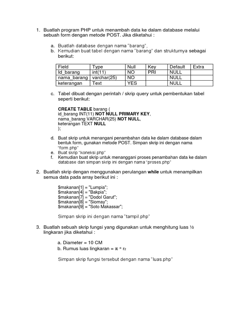 Soal & Jawaban PHP & MySQL | PDF | Teknologi & Rekayasa
