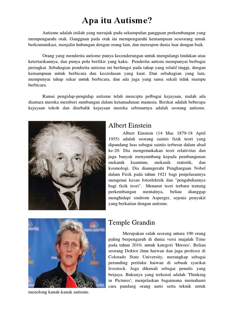 Kejayaan Tokoh Autisme Terkenal | PDF