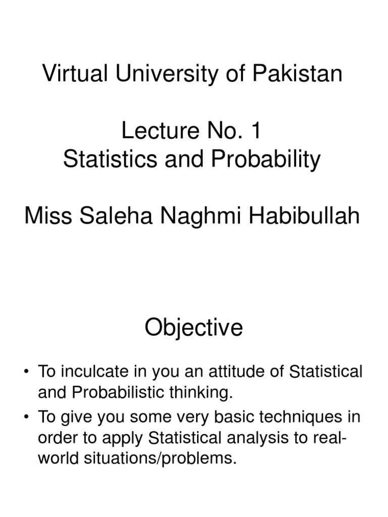 Statistics and Probability - STA301 Power Point Slides Lecture 01 | PDF ...