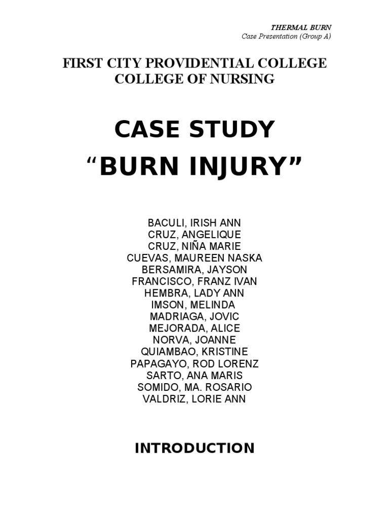 Case Study: "Burn Injury" | PDF | Skin | Burn