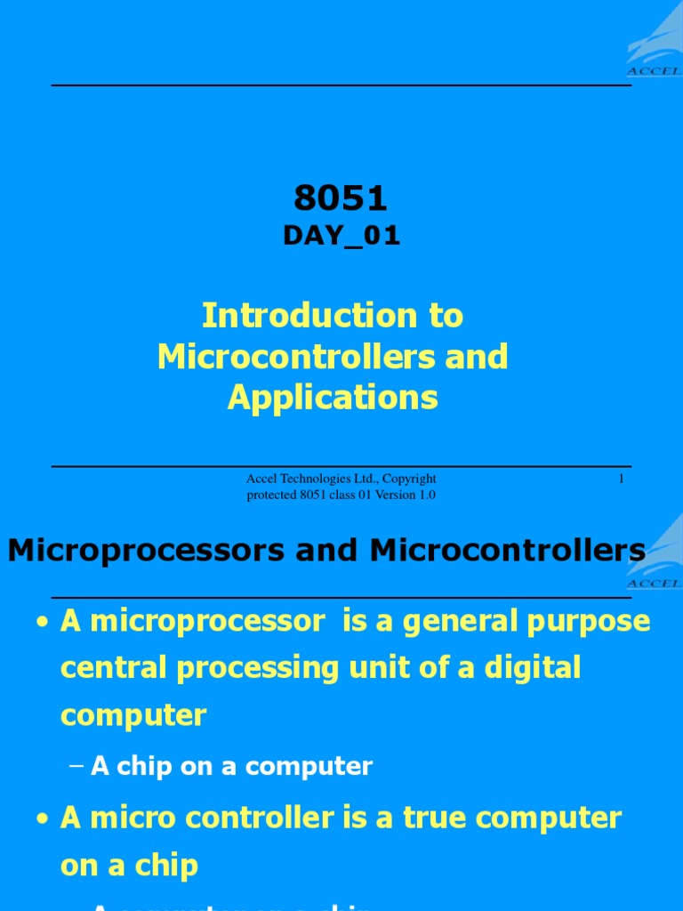 Introduction To Microcontrollers and Applications: Protected 8051 Class 01 Version 1.0 1 | PDF ...