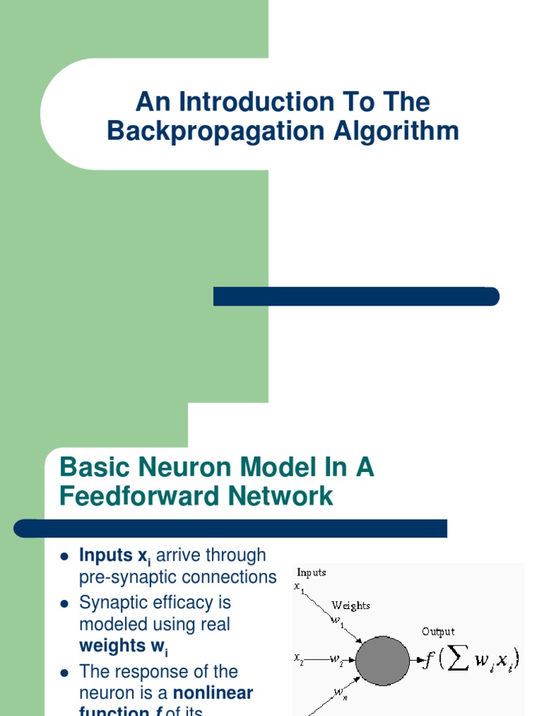 Back Propagation Algorithm | PDF | Computational Science | Computational Neuroscience