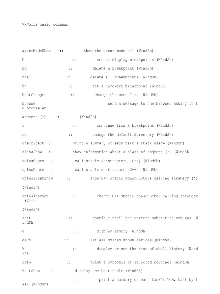 Vxworks Command Pdf Subroutine Constructor Object Oriented