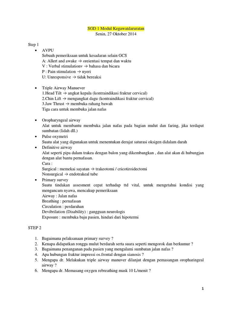 LBM 1 - SGD 1 Modul Kegawatdaruratan | PDF