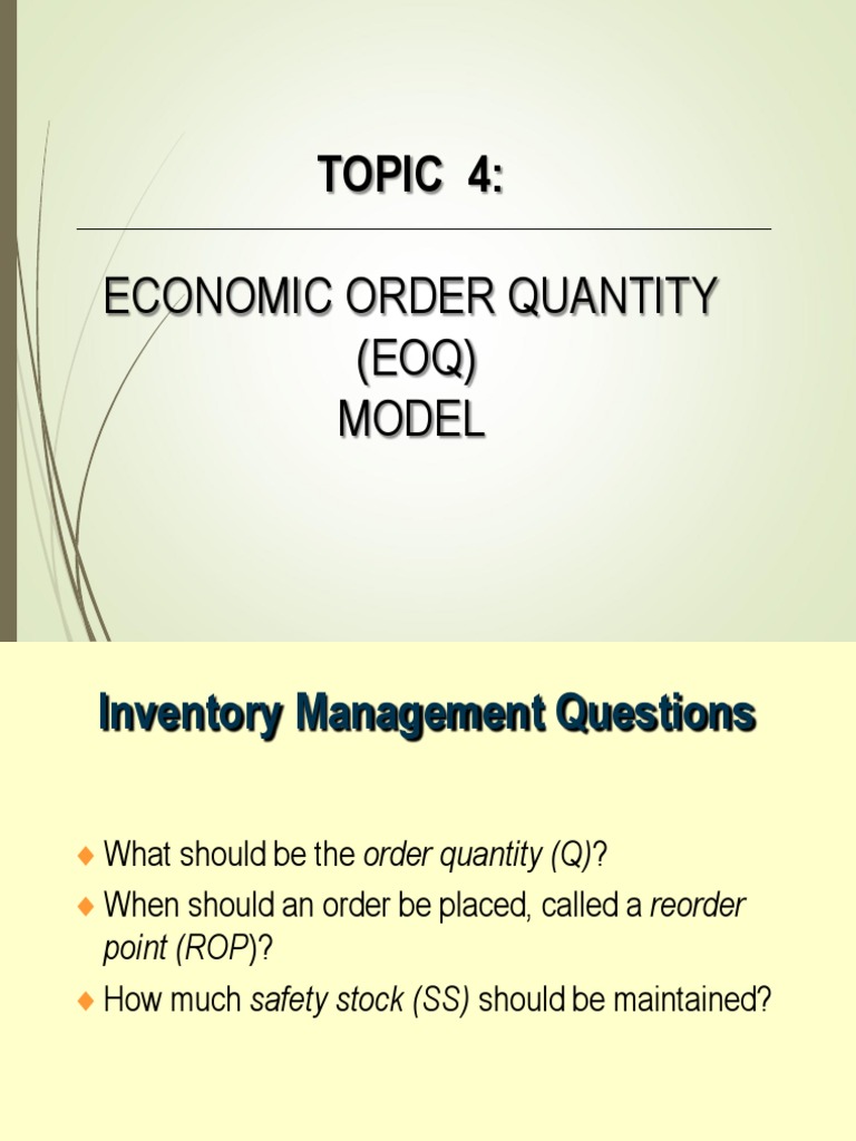 Chapter 2 EOQ MODEL | PDF | Inventory | Economic Sectors
