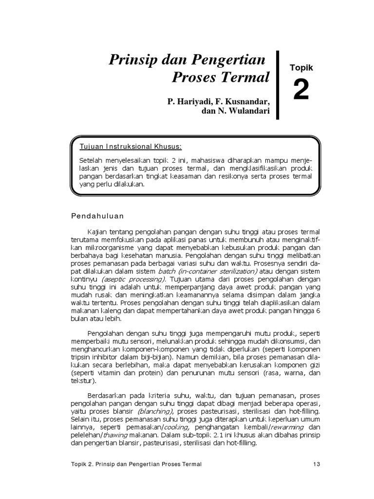 Topik 2 Prinsip Proses Termal | PDF