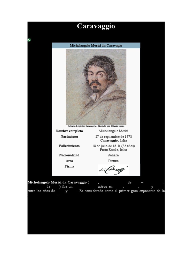 CARAVAGGIO, Michelangelo Merisi. | PDF | Pinturas | Artes (general)