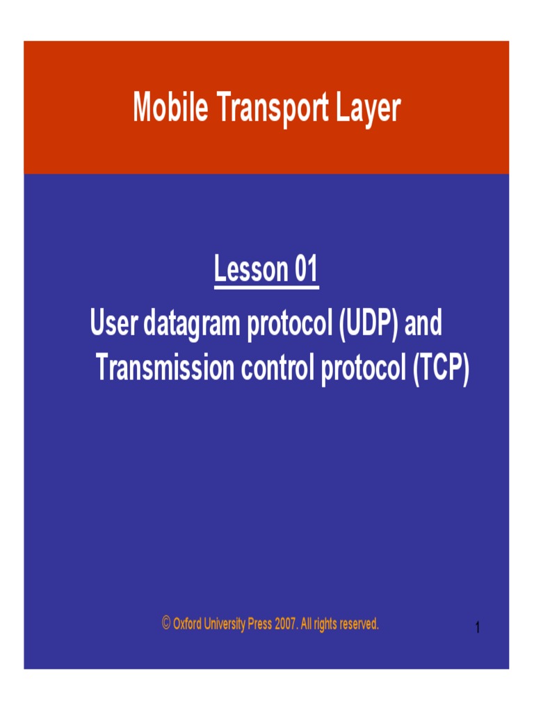 Mobile Transport Layer: Lesson 01 User Datagram Protocol (UDP) and ...