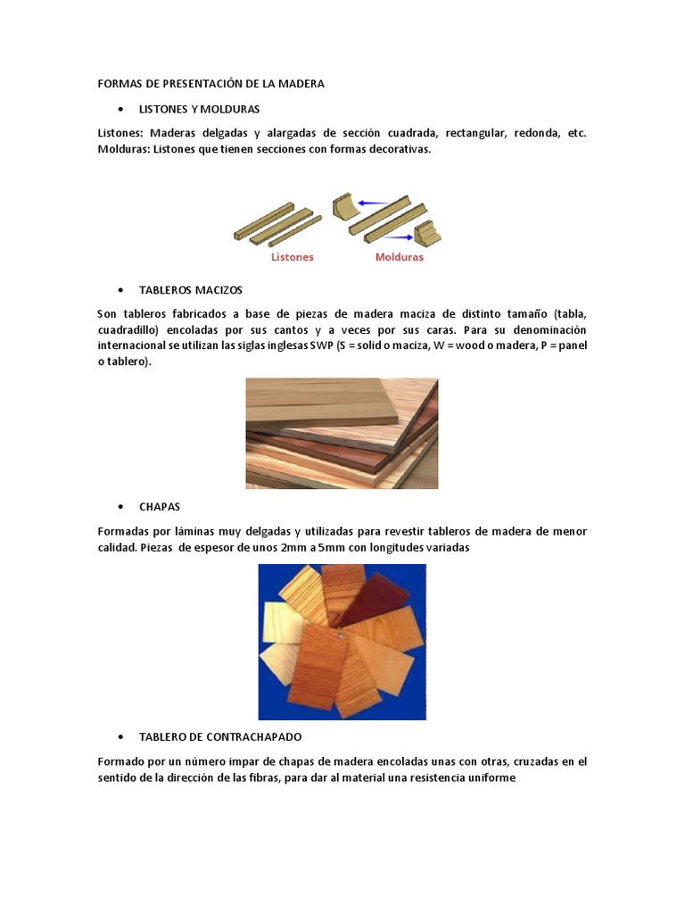 Formas de Presentación de la Madera | PDF | Hogar, jardinería y bricolaje