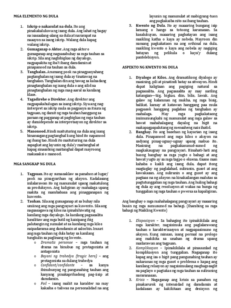 Mga Elemento NG Dula | PDF