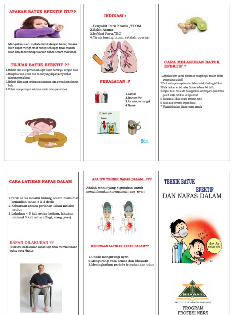 Leaflet Batuk Efektif, Clapping, Vibrasi Dan Postural Drainage. | PDF