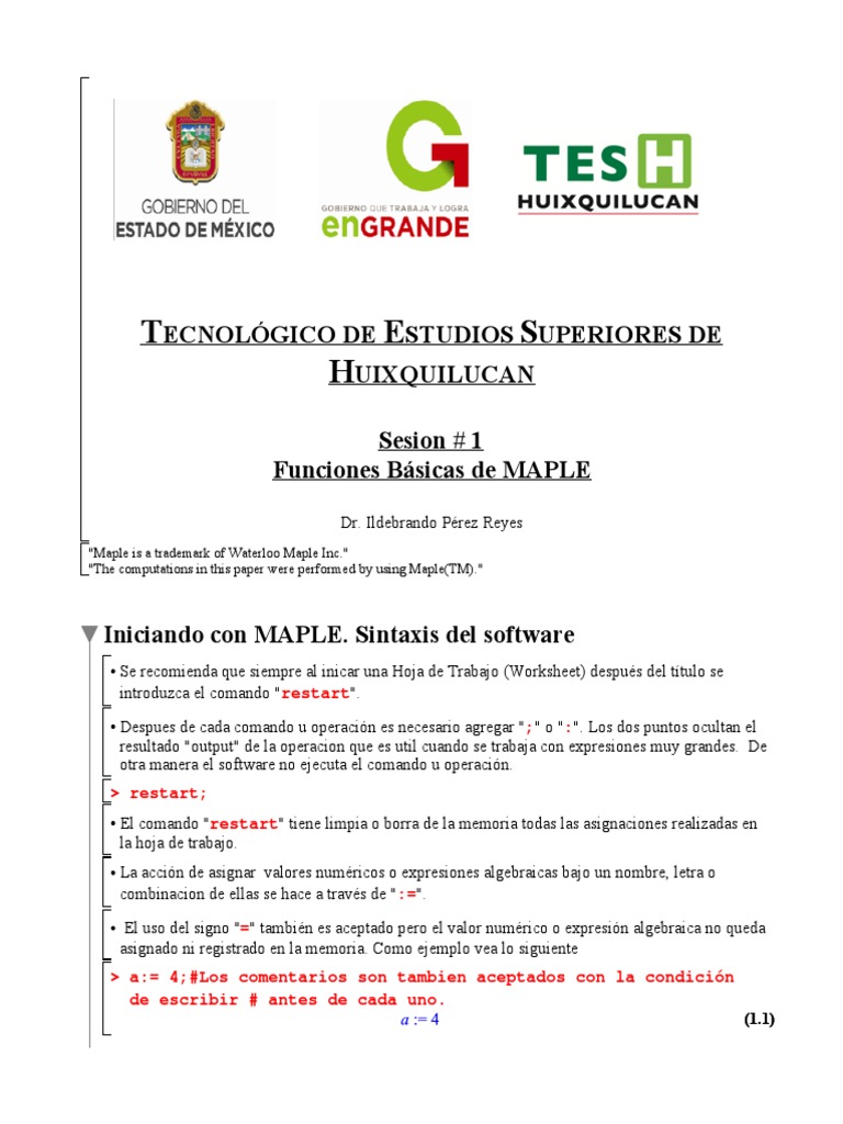 MAPLE. Funciones Basicas PDF | PDF | Ecuaciones | Factorización