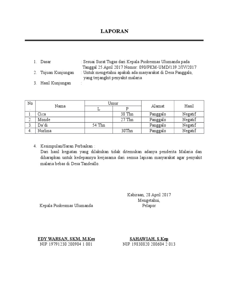 Laporan Bok Malaria | PDF
