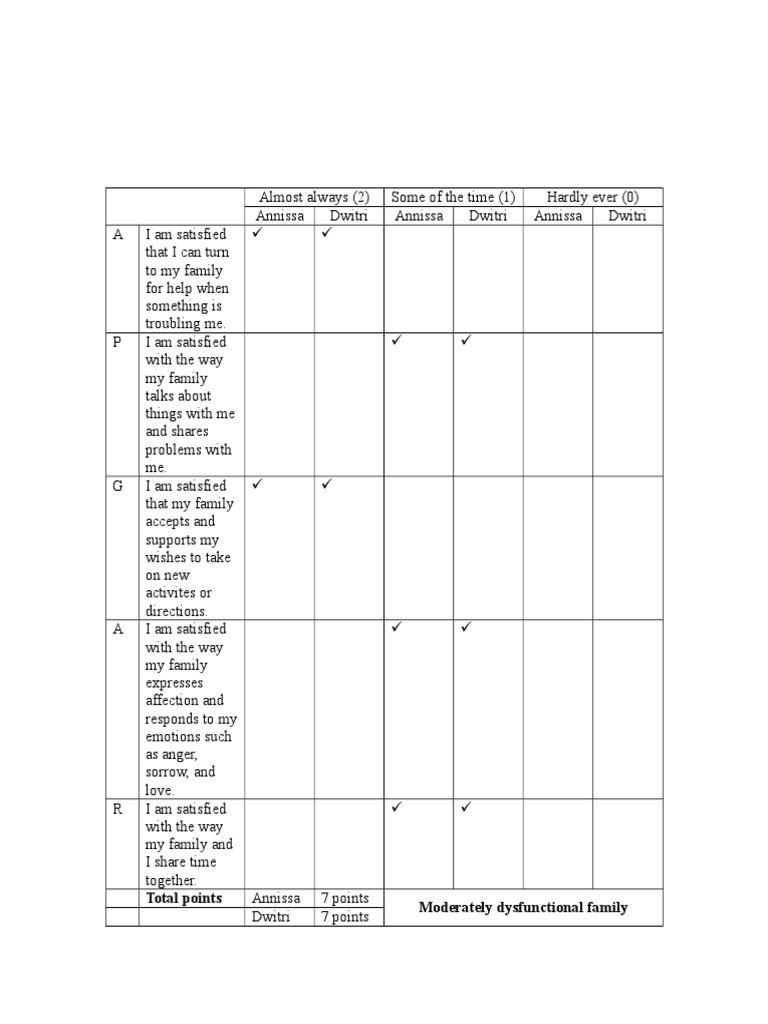 Family Functionality Assessment: A Comparison of Annissa and Dwitri's ...
