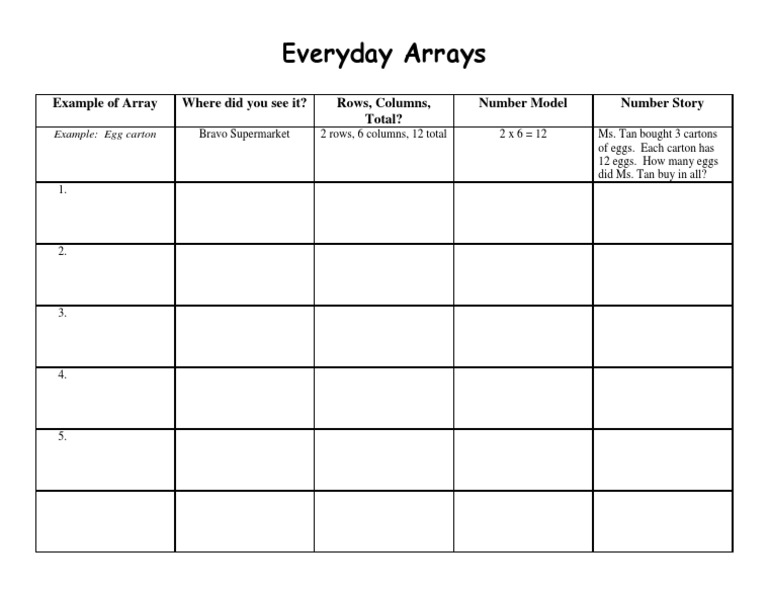 Everyday Arrays: Example of Array Where Did You See It? Rows, Columns ...