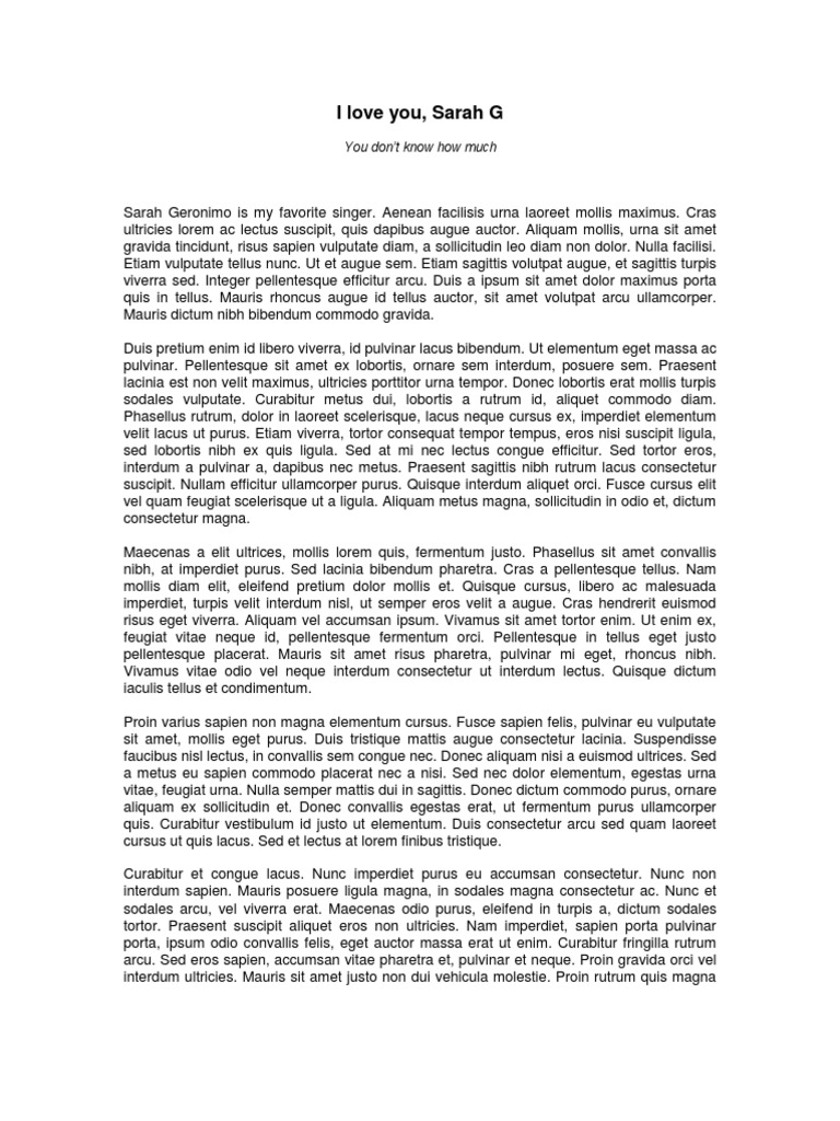 Love Letter to Sarah Geronimo | PDF