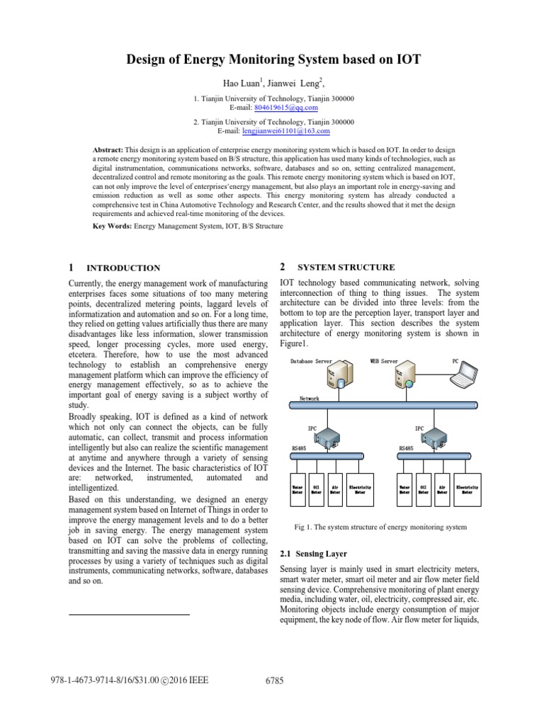 34 - Design of Energy Monitoring System Based On IOT | PDF | Internet ...