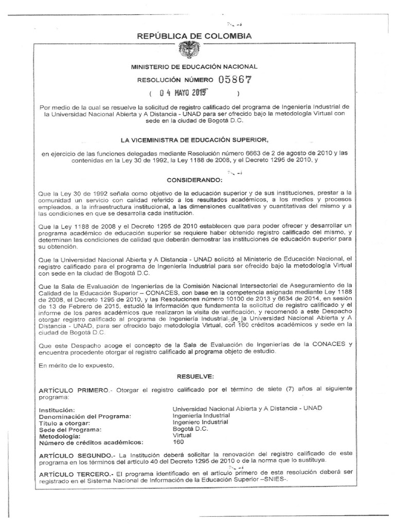 Resol 05867 Mayo 4 2015 Ing Indusfria | PDF