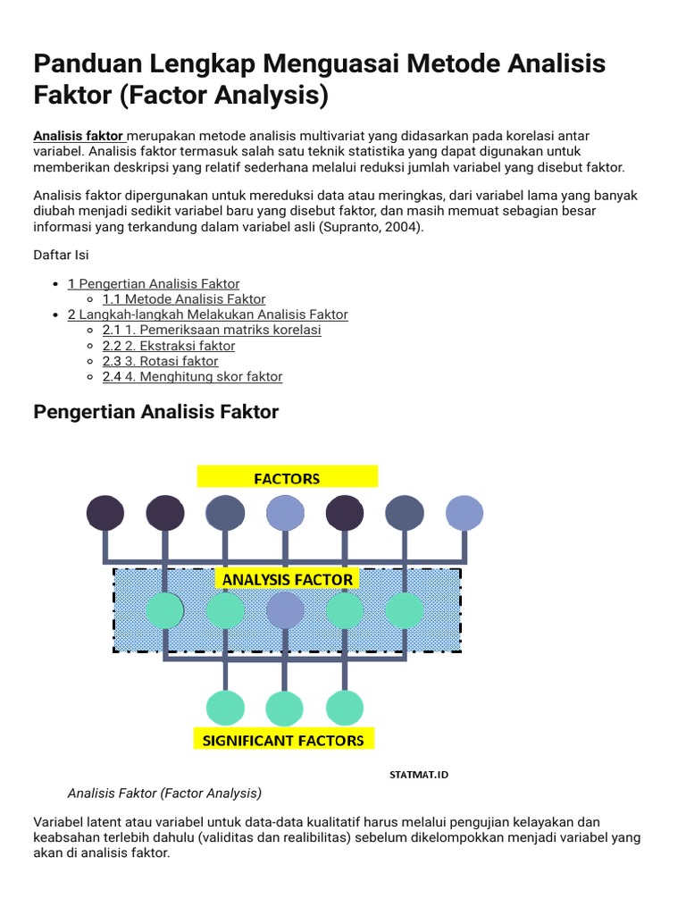 Panduan Lengkap Menguasai Metode Analisis Faktor (Factor Analysis) | PDF