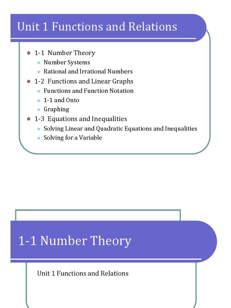 Unit 1 Functions and Relations: 1 1 Number Theory | PDF | Numbers | Ratio