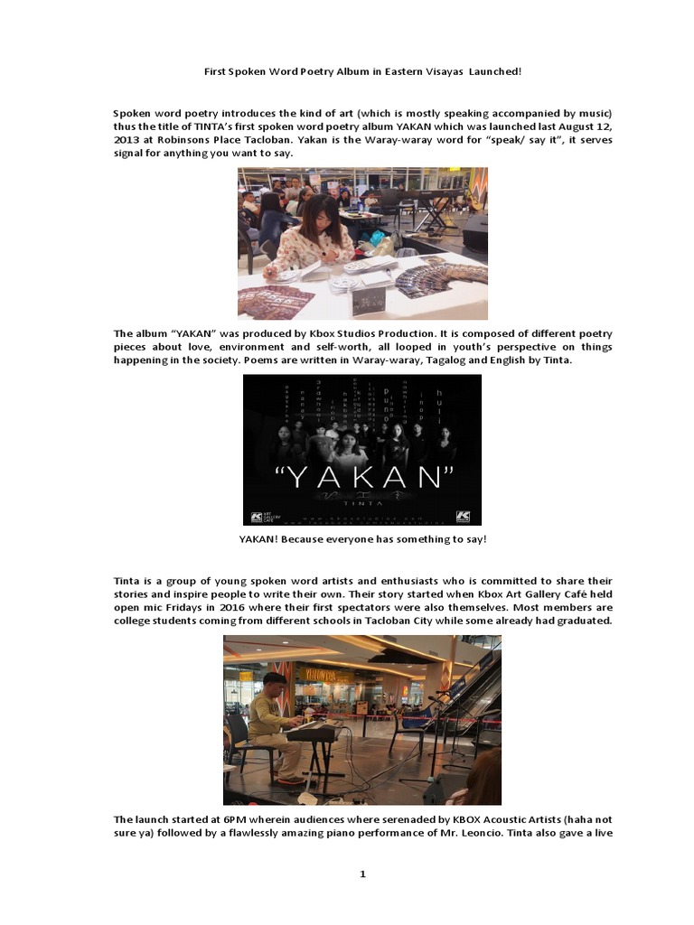 First Spoken Word Poetry Album in Region 8 Launched | PDF