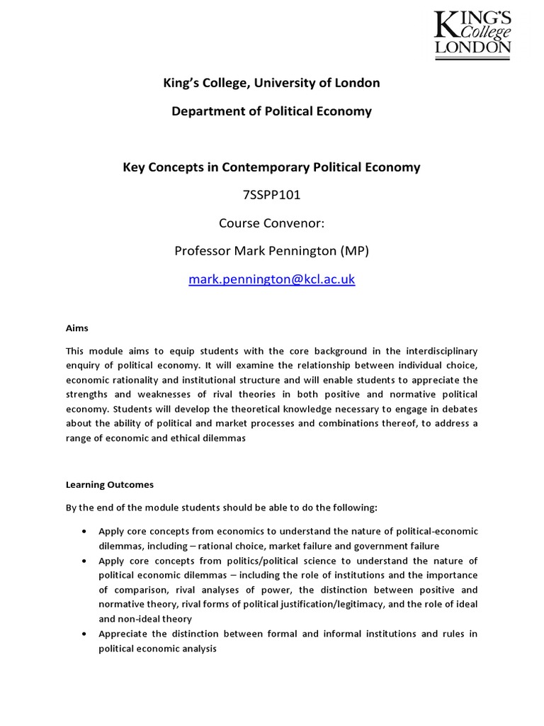 Key Concepts in Contemporary Political Economy | PDF | Pareto ...