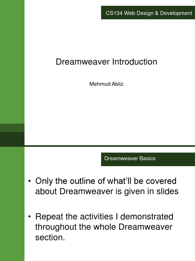 Dreamweaver Basics for Web Design | PDF