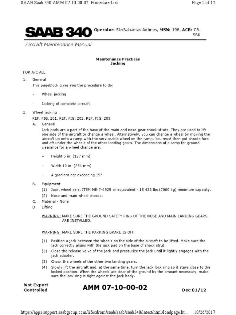 Amm 07-10-00 | PDF | Landing Gear | Aviation