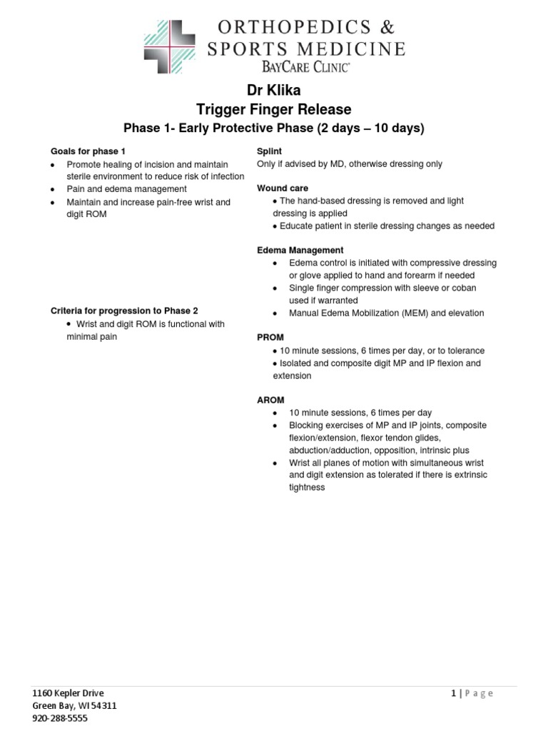 Trigger Finger Release Protocol | PDF | Anatomical Terms Of Motion | Finger