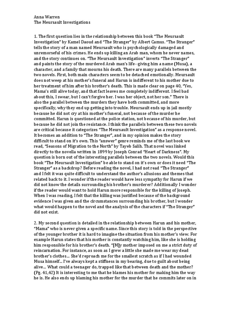 The Meursault Investigations - 3 QS (DN) | PDF | Mystery, Thriller ...