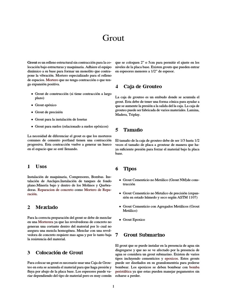 Grout | PDF | Albañilería | Material compuesto