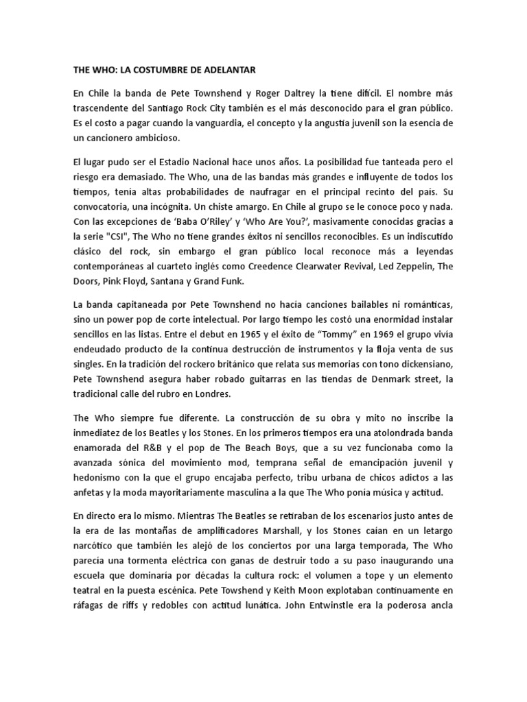 Critica Musical Ejemplo | Musica Popular | La música rock | Prueba ...