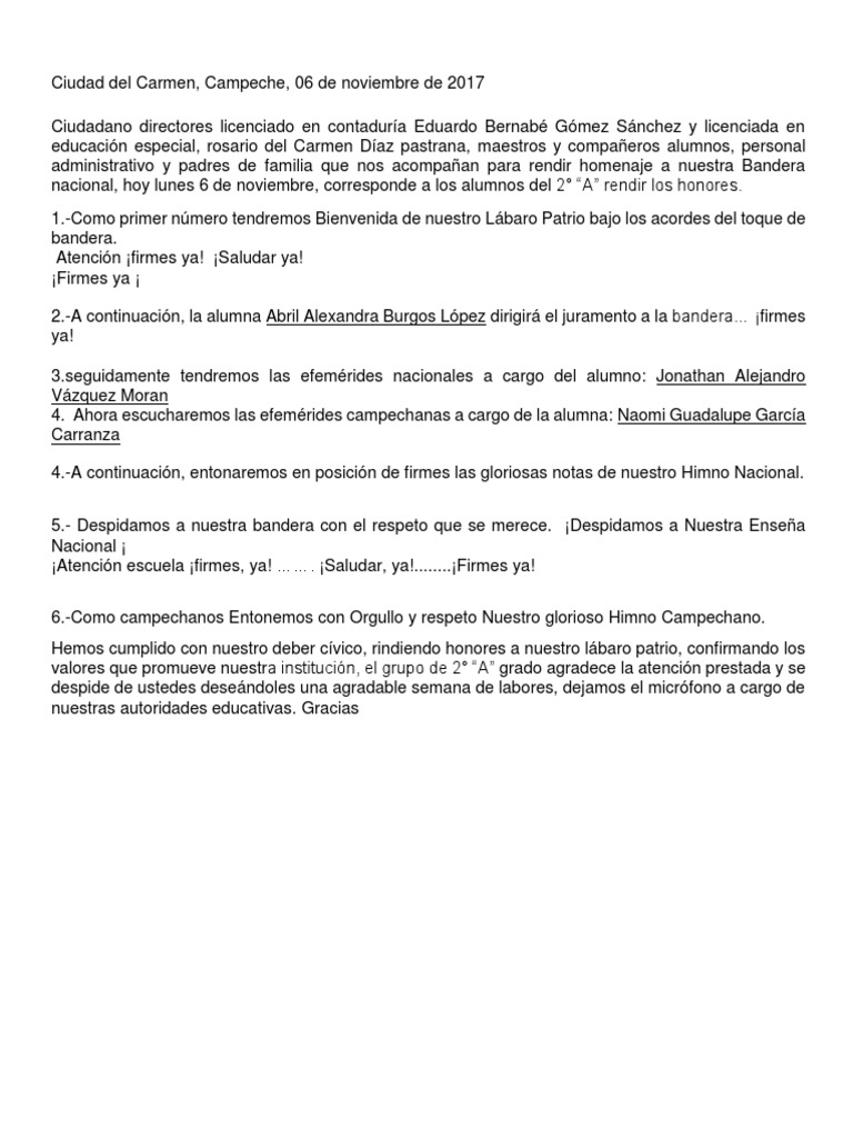 Ejemplo de Programa de Homenaje | PDF | Campeche | México
