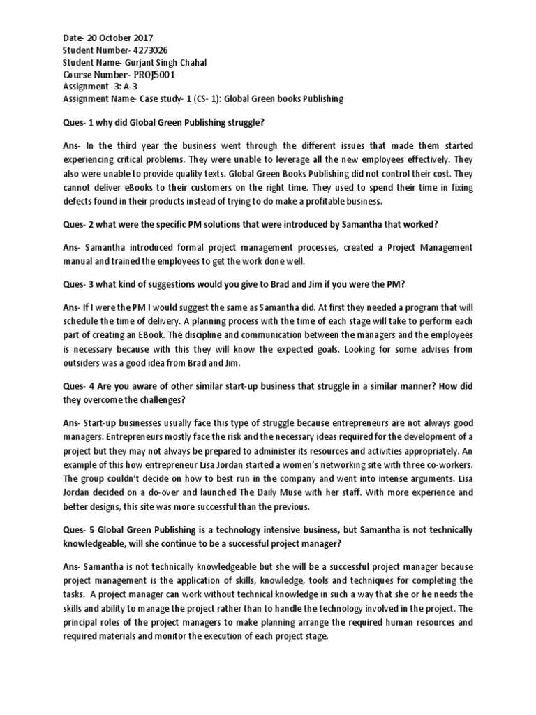 Case Study 1 | PDF | Project Management | Project Manager