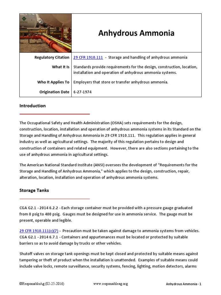 Anhydrous Ammonia-20160225 | PDF | Pipe (Fluid Conveyance) | Valve