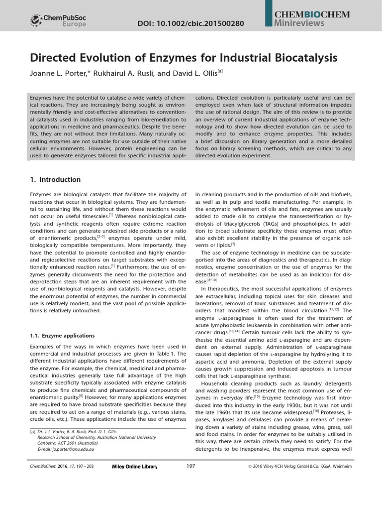 3-Directed Evolution of Enzymes For Industrial Biocatalysis. | PDF ...