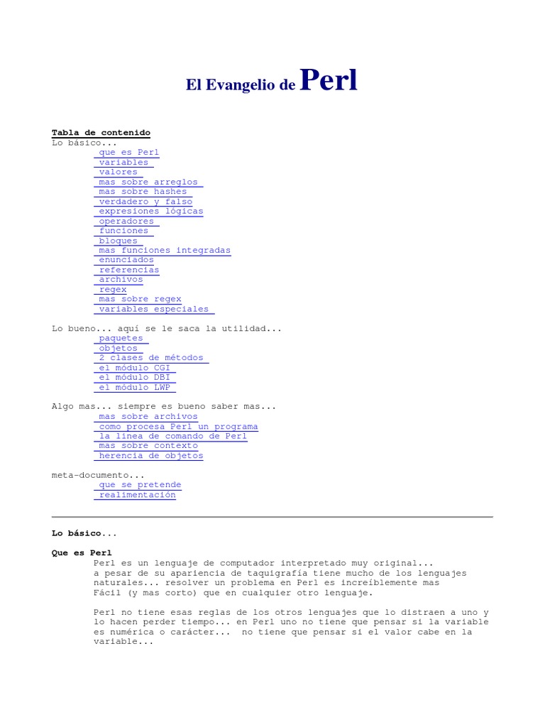 El Evangelio de Perl | PDF | Perl | Lenguaje de programación